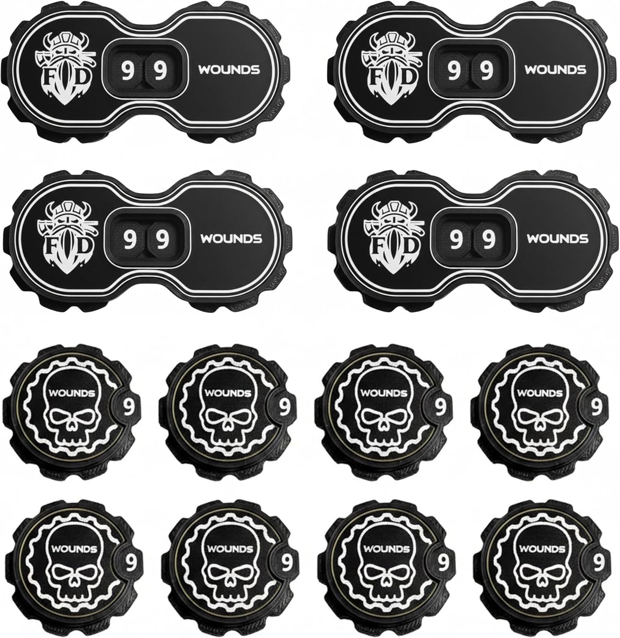 Tabletop Wound Tracker Set – x8 16 Wounds Counters – Fat Dwarf